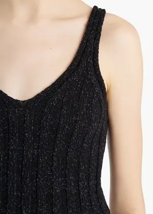 Khaite Val Ribbed Cotton V-neck Tank - Black