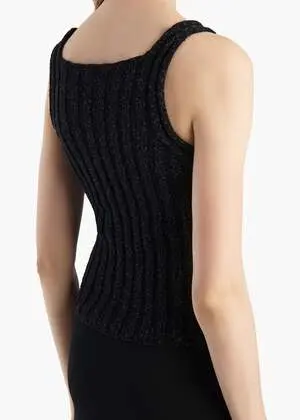 Khaite Val Ribbed Cotton V-neck Tank - Black