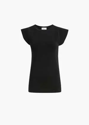Khaite Angel Top In Ribbed Japanese Cotton - Black