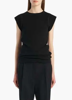 Khaite Angel Top In Ribbed Japanese Cotton - Black