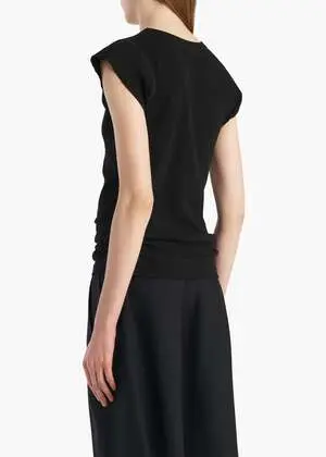 Khaite Angel Top In Ribbed Japanese Cotton - Black
