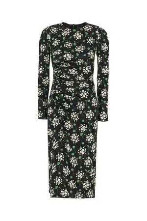 Dolce & Gabbana Floral Print Ruched Midi Dress - Multicolor