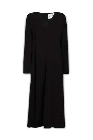 JIL SANDER Black V-neck Long Sleeve Dress - Multicolor