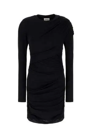 Isabel Marant Étoile Black Long Sleeve Ruched Dress - Multicolor