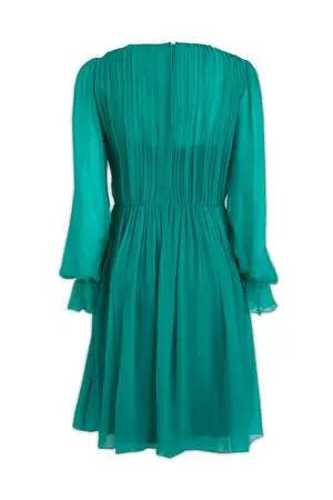 Alberta Ferretti Ruched V-neck Dress