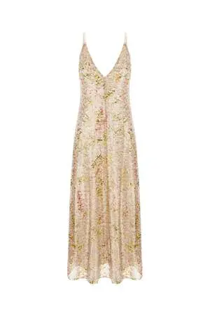 Alberta Ferretti Sequined V-neck Dress - Multicolor