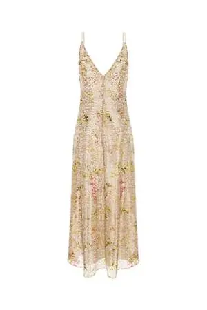 Alberta Ferretti Sequined V-neck Dress