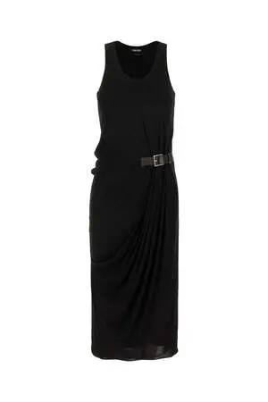 TOM FORD Black Asymmetrical Belted Dress - Multicolor