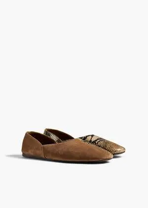 Khaite Jane Suede And Python-embossed Flats - Dattero