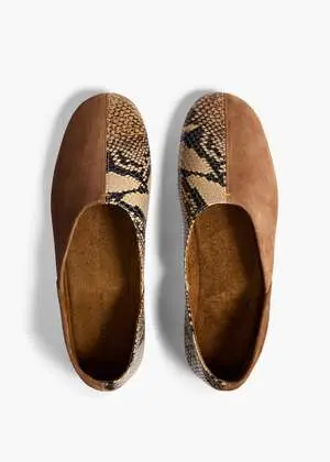 Khaite Jane Suede And Python-embossed Flats - Dattero