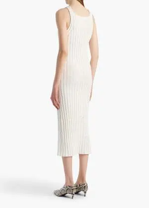 Khaite Ribbed Knit V-neck Midi Dress - Glaze