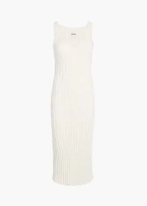 Khaite Ribbed Knit V-neck Midi Dress - Glaze