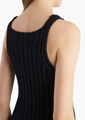 Khaite Ribbed V-neck Knit Dress - Black