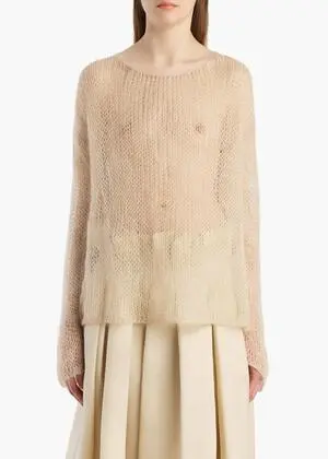 Khaite Wendy Mohair Silk Blend Sweater - Light Beige