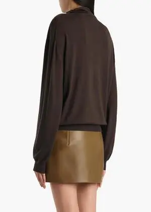 Khaite Annette Merino Wool Turtleneck Sweater - Espresso