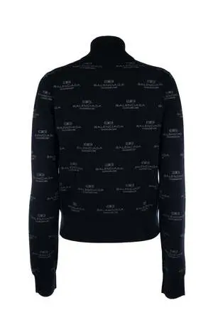 Balenciaga Zip Up Knitwear With All-over Logo Print - Multicolor