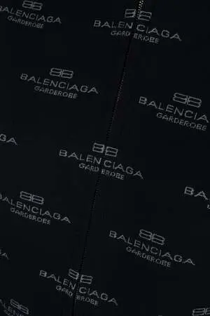Balenciaga Zip Up Knitwear With All-over Logo Print - Multicolor
