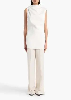 Khaite Astor Draped Crepe Satin Mini Dress - Chalk