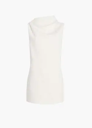 Khaite Astor Draped Crepe Satin Mini Dress - Chalk