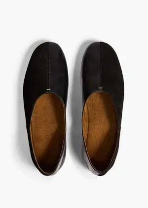 Khaite Jane Flat In Suede And Glazed Leather - Black