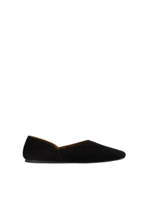 Khaite Jane Flat In Suede And Glazed Leather - Black