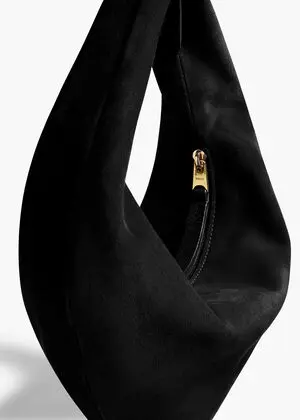 Khaite Mini Olivia Hobo In Suede - Black