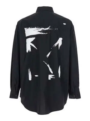 Off-White Brush Arrow' Black Shirt With Logo Lettering On The Front And Maxi Print On The Rear In Cotton Blend - Multicolor