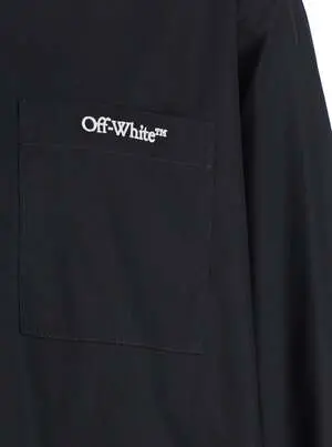 Off-White Brush Arrow' Black Shirt With Logo Lettering On The Front And Maxi Print On The Rear In Cotton Blend - Multicolor