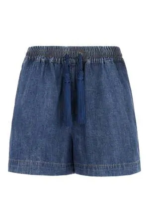 Valentino Garavani Denim Shorts With Drawstring And Logo Detail - Multicolor