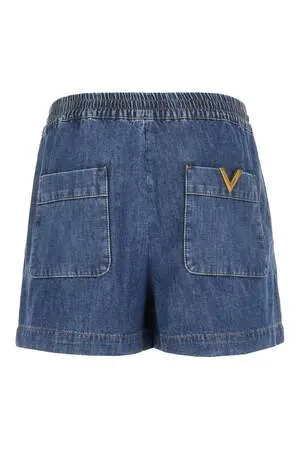 Valentino Garavani Denim Shorts With Drawstring And Logo Detail - Multicolor