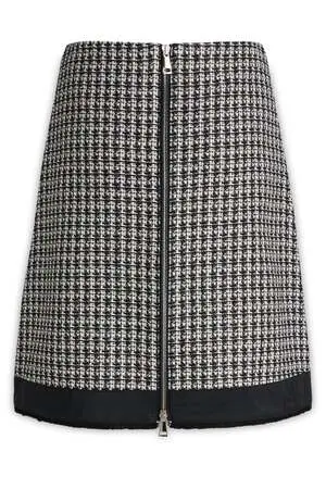 Moncler Houndstooth Patterned Skirt With Zipper Detail