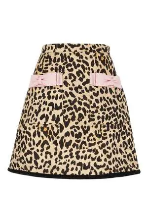 Valentino Garavani Leopard Print Skirt With Bow Detail - Multicolor