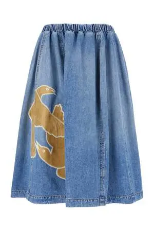 Marni Denim Skirt With Applique Detail - Multicolor