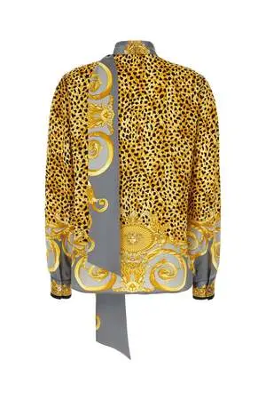 Versace Long Sleeve Printed Silk Blouse