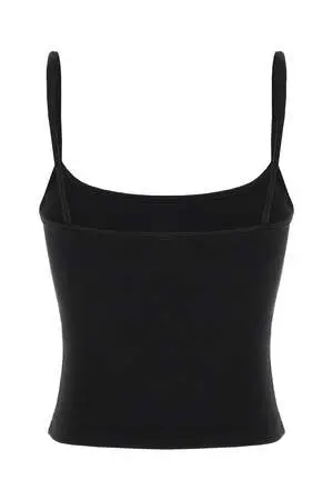 DIESEL® Ribbed Cropped Tank Top With Logo Detail