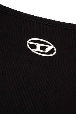 DIESEL® Ribbed Cropped Tank Top With Logo Detail