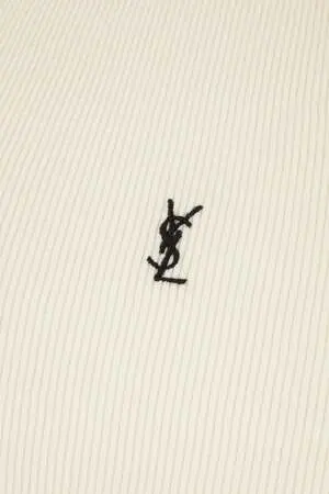 Saint Laurent Ribbed Tank Top With Logo Detail