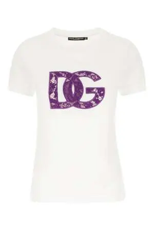 Dolce & Gabbana T-shirt With Lace Dg Logo - Multicolor