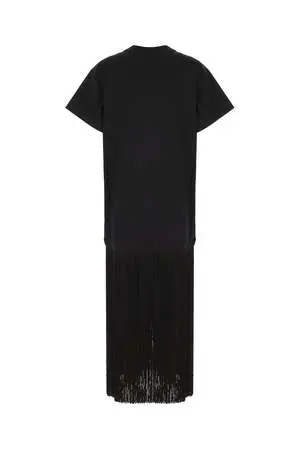 Alaïa Black T-shirt With Fringe Detail