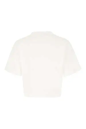 Off-White Cropped T-shirt With Logo - Multicolor