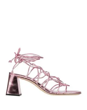 By Far Metallic Leather Block Heel Sandals