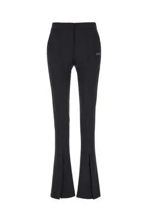 Off-White Flared Trousers With Side Slits - Multicolor