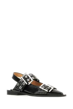 GANNI Buckled Slingback Flats