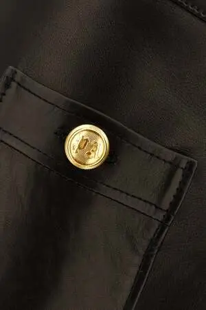 Palm Angels Leather Flared Trousers With Gold Tone Buttons