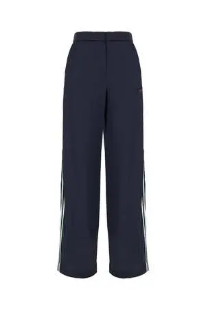 Off-White Wide Leg Trousers With Contrast Stripes - Multicolor