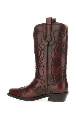 GANNI Embossed Leather Cowboy Boots