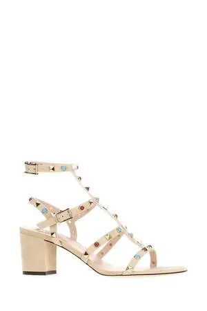 Valentino Garavani Embellished Studded Strappy Heeled Sandals - Multicolor