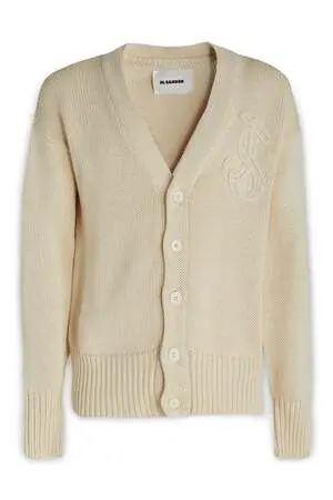 JIL SANDER V-neck Cardigan With Embroidered Detail