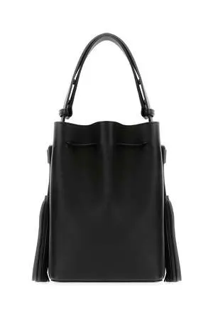 Valentino Garavani Black Leather Bucket Bag With Drawstring And Tassels - Multicolor