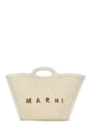 Marni Raffia Tote Bag With Logo Detail - Multicolor